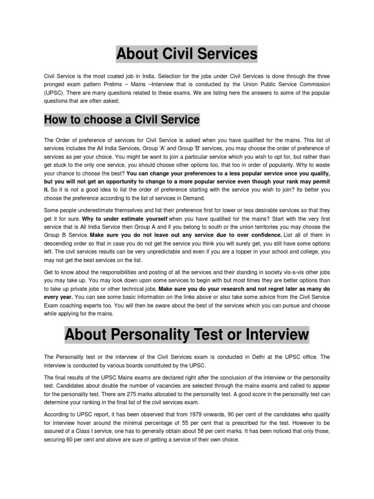 Civil Services Tips | PDF | Test (Assessment) | Civil Service