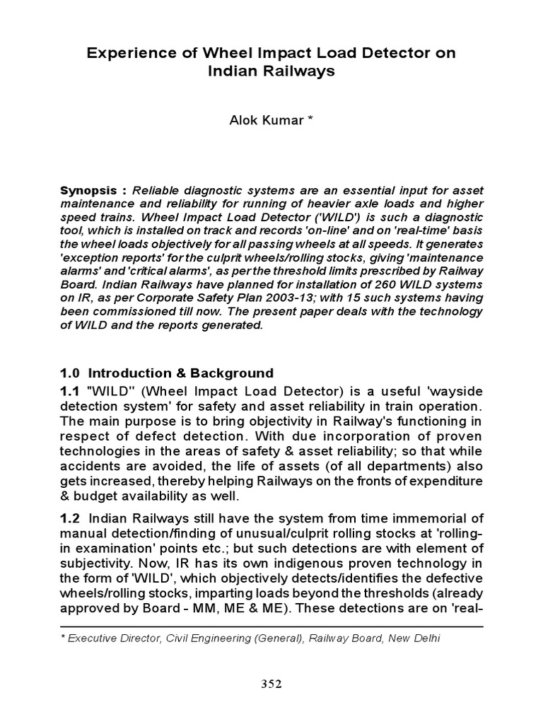 Experience of Wheel Impact Load Detector on Indian Railways | PDF ...
