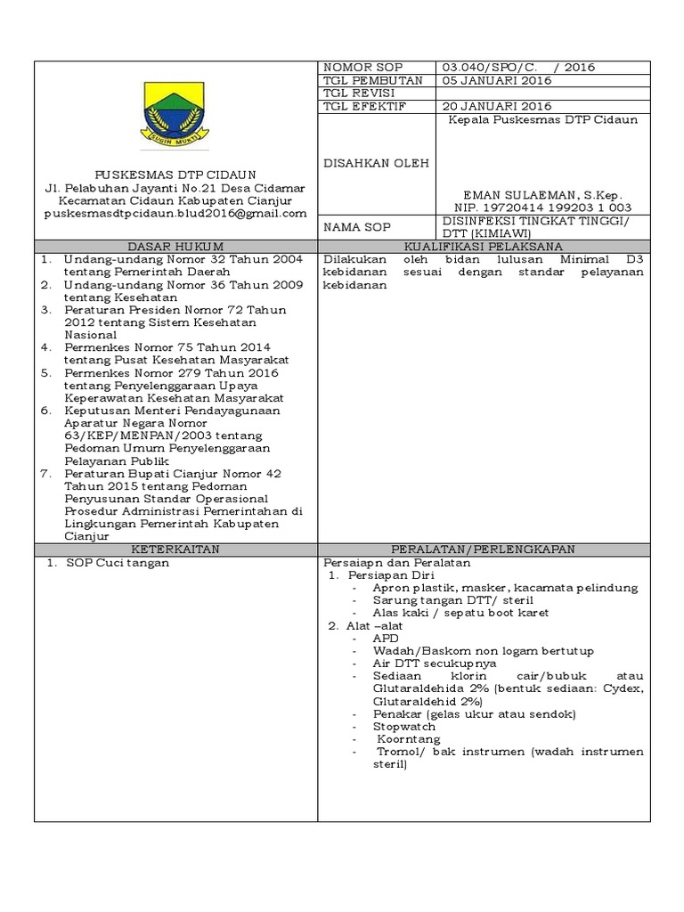 Sop DTT (Kimiawi) | PDF