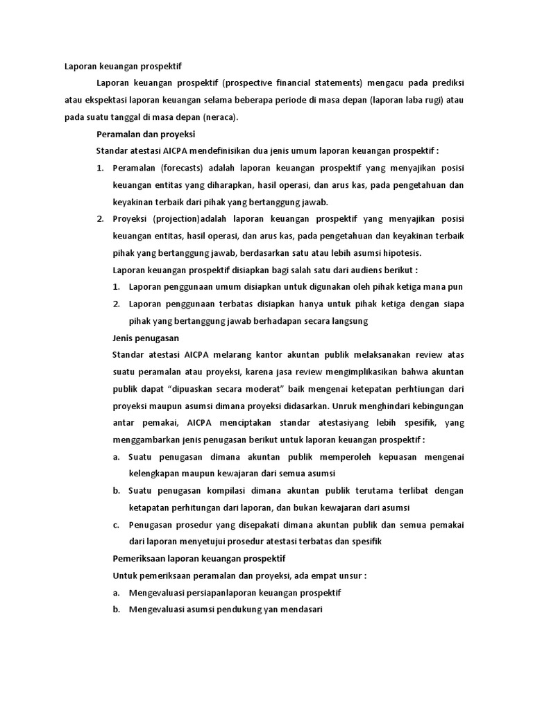 Laporan Keuangan Prospektif | PDF