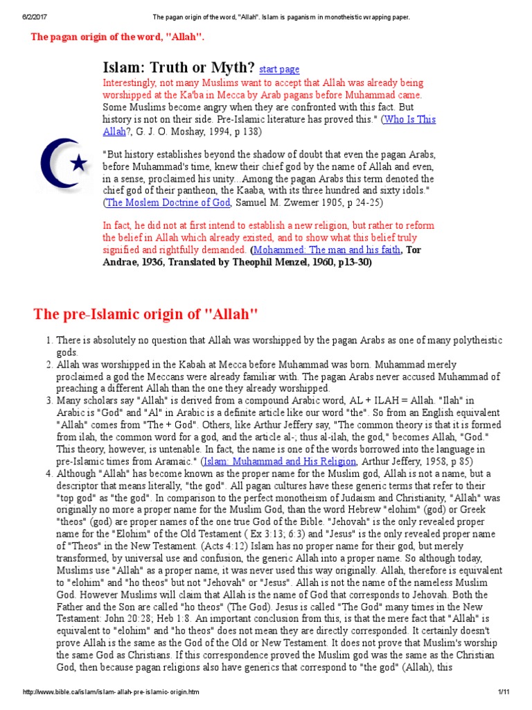 The Pagan Origin of The Word, - Allah | PDF | Allah | Muhammad