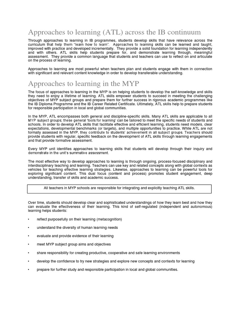 Ibmyp Approaches To Learning Atl Continuum Documnet - May 2013 | PDF ...