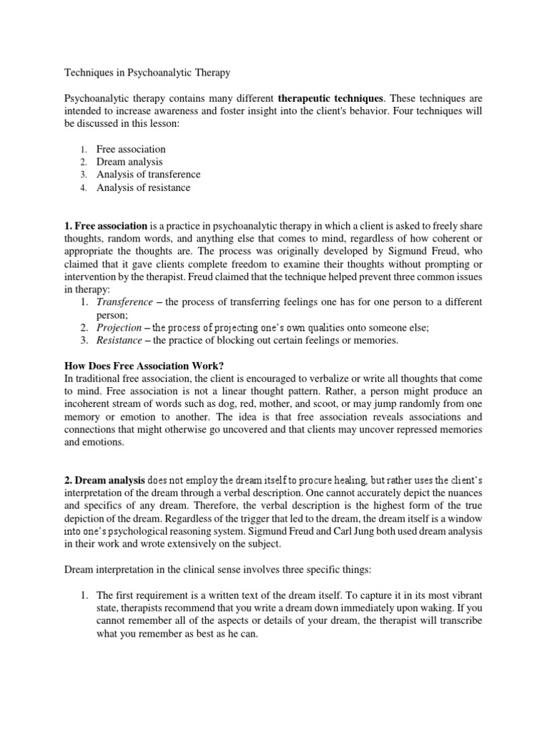 Techniques, Strengths and Limitations of Psychoanalytic Therapy ...