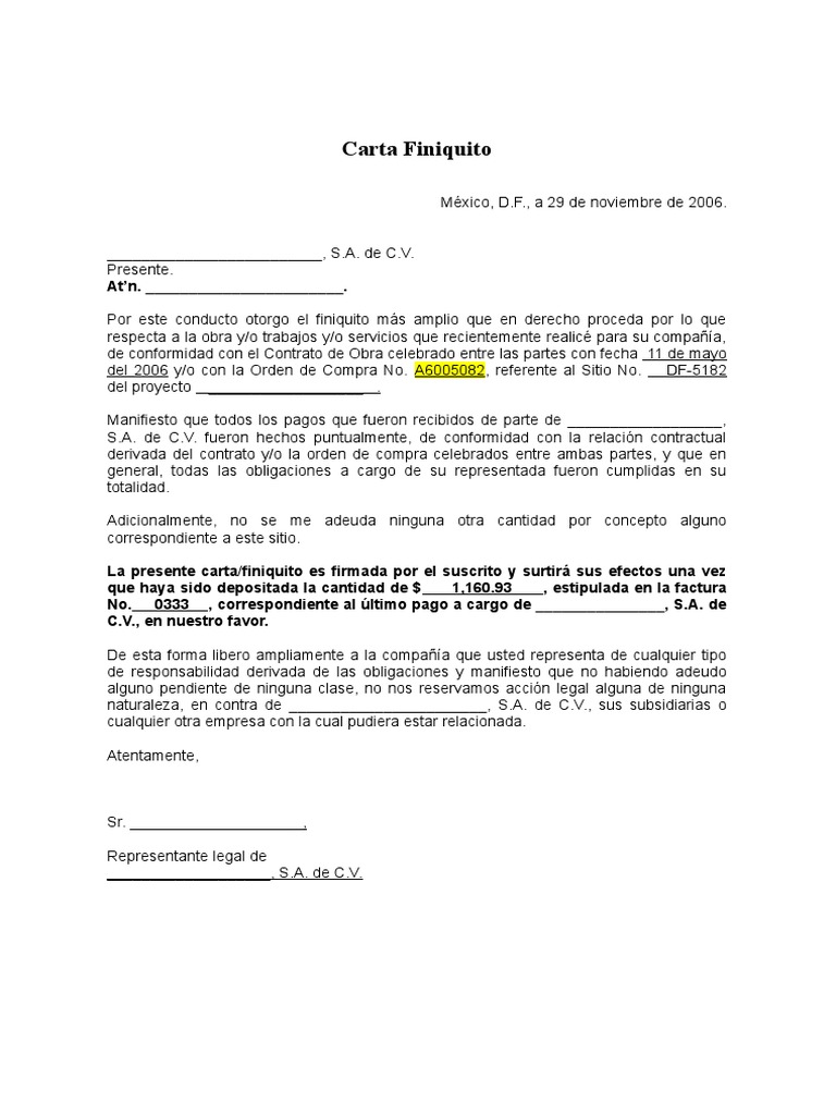 Carta Finiquito | PDF