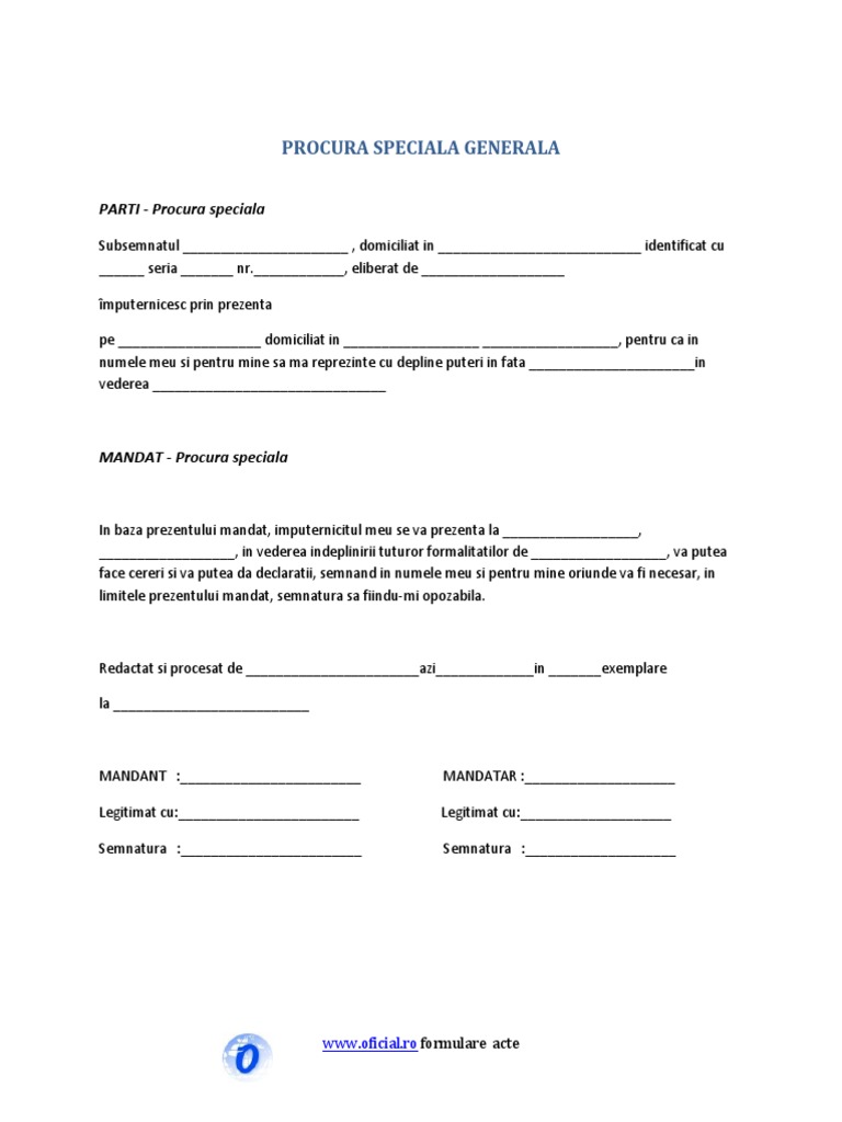Procura Speciala Generala | PDF