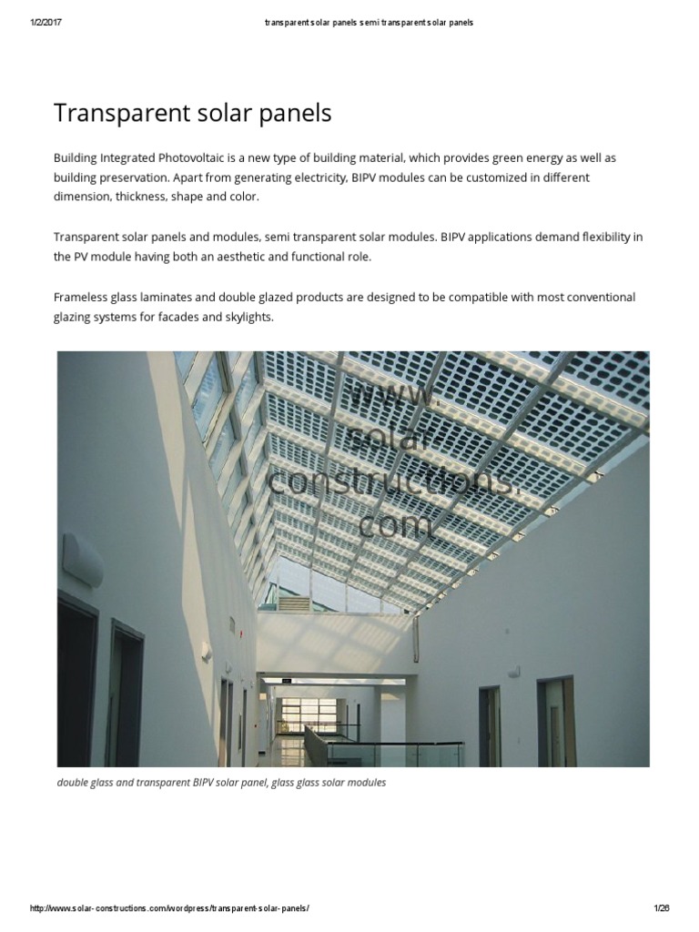 Transparent Solar Panels Semi Transparent Solar Panels | PDF | Solar ...