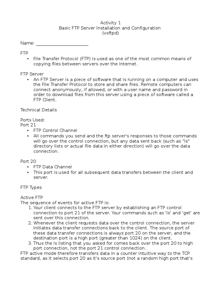 VSFTP | PDF | File Transfer Protocol | Port (Computer Networking)