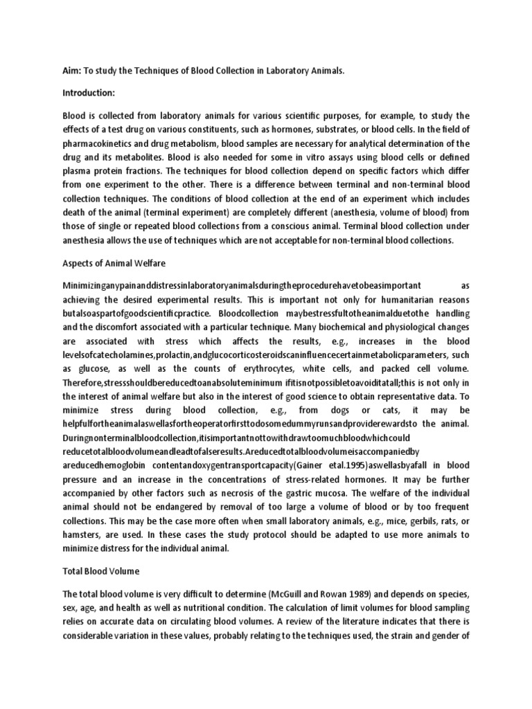 Techniques of Blood Collection in Laboratory Animals by Neelam Raj ...