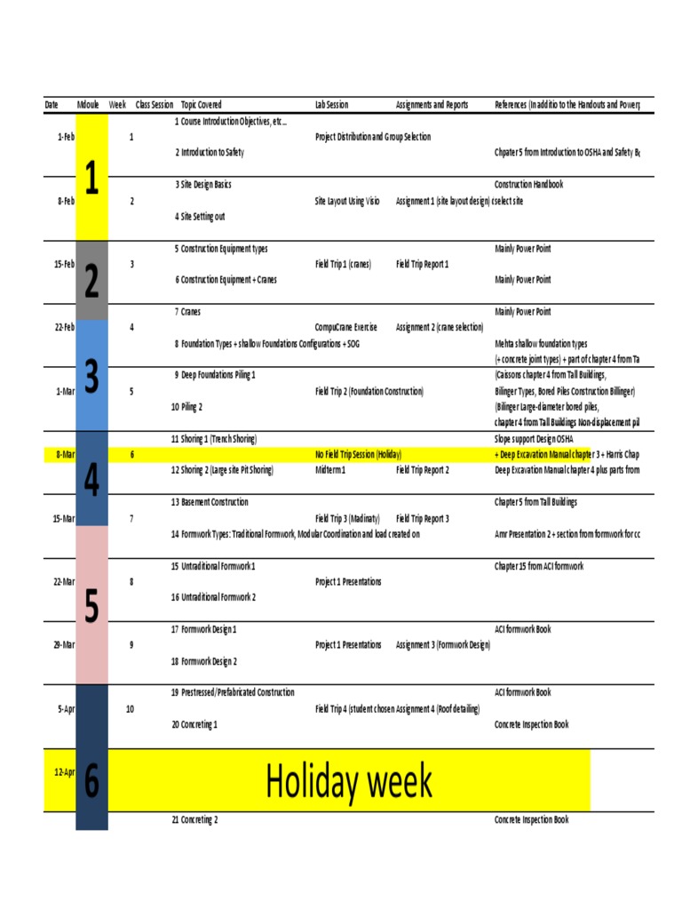 Weekly Schedule | PDF | Deep Foundation | Architectural Design