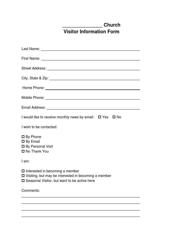 Church Visitor Engagement Form | PDF | Social Science | Lifestyle