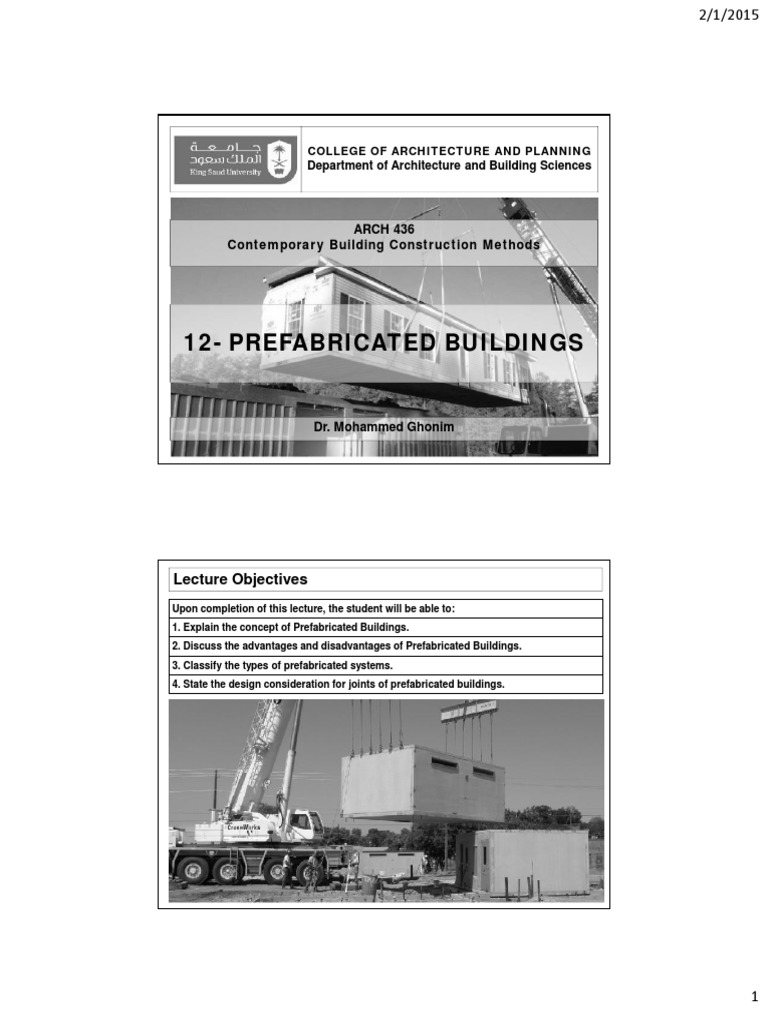 12 - Prefabricated Buildings PDF | PDF | Engineering | Industries