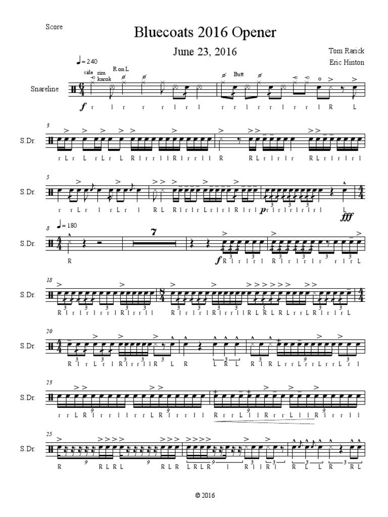 Bluecoats Snares 2016 Opener | PDF