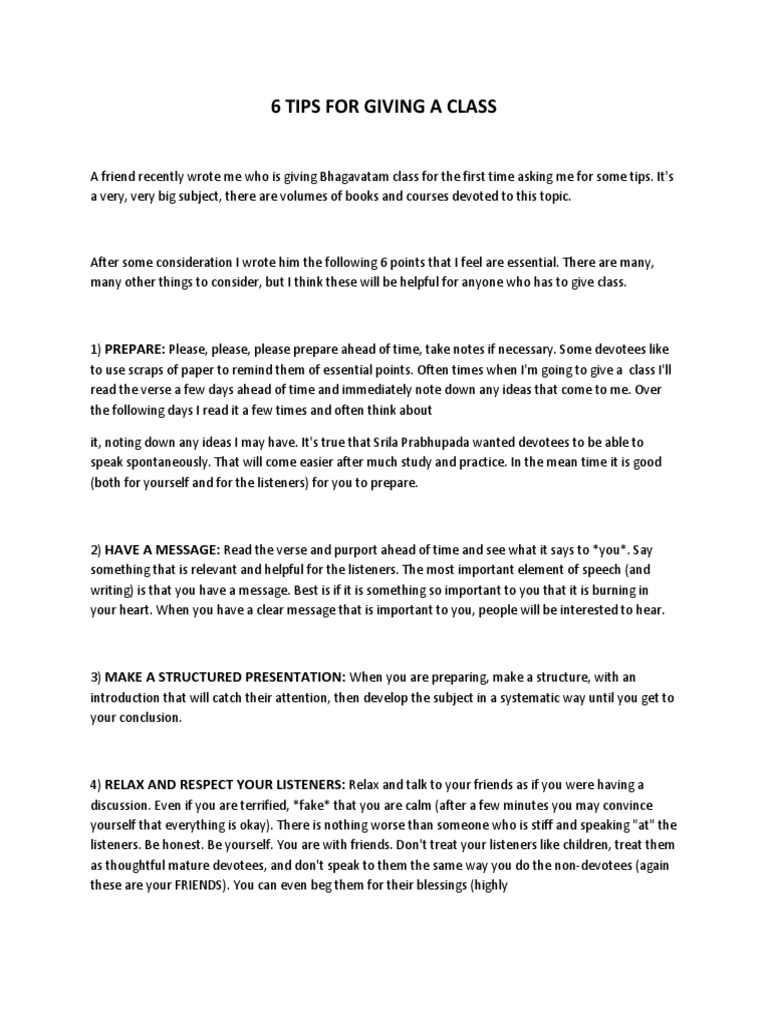 Six Tips For Giving A Class | PDF | Religion And Belief