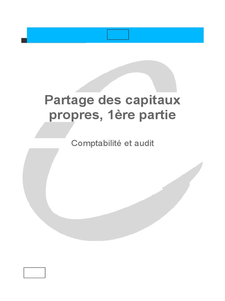 Partage Des Capitaux Propres, 1ère Partie | PDF | Capitaux propres ...