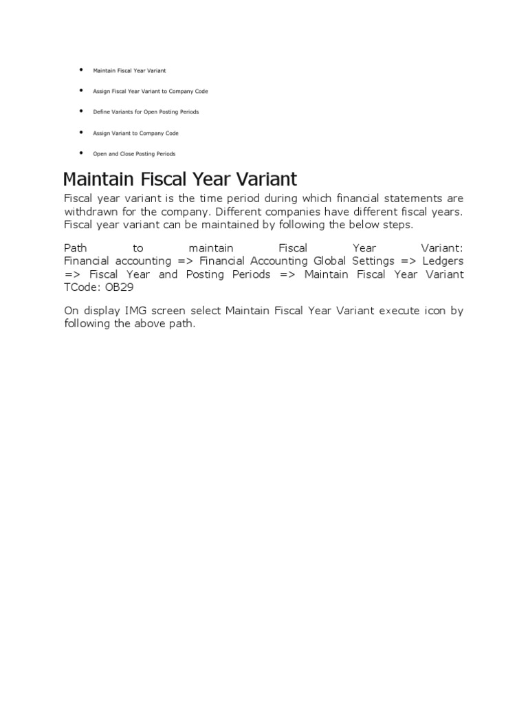 Maintain Fiscal Year Variant | PDF