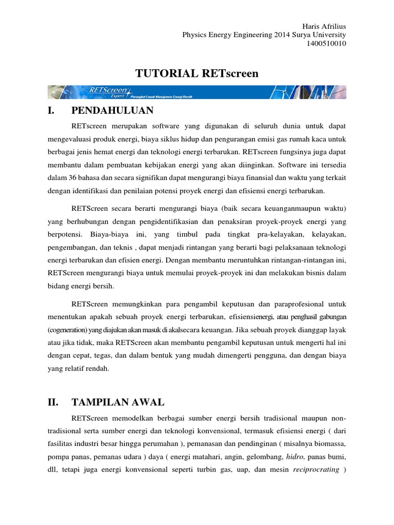 Pengenalan RETscreen Expert | PDF