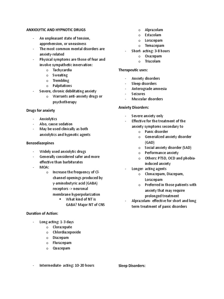 Anxiolytics | PDF | Benzodiazepine | Antidepressant