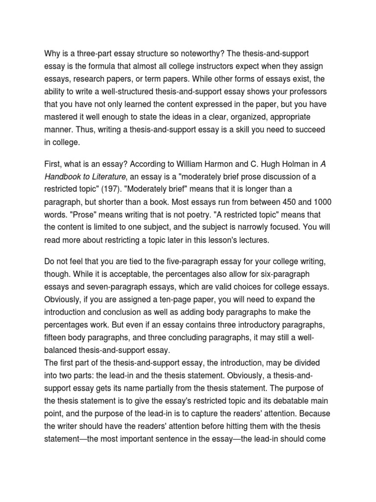 Lecture 1-Thesis and Support Essay | PDF | Essays | Thesis