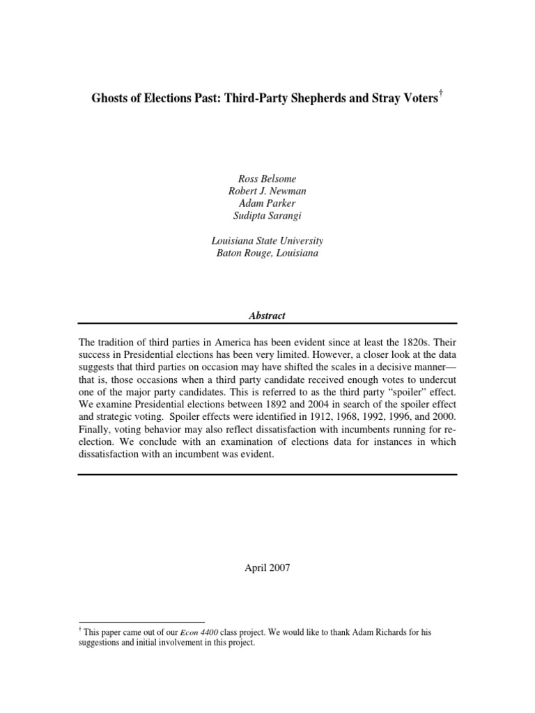 Ghostsofelectionspast - Spoiler Effect PDF | PDF | United States ...