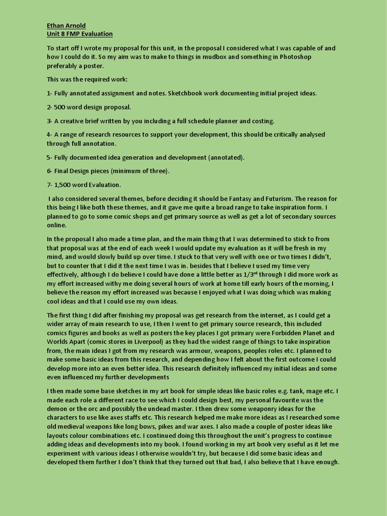 FMP Evaluation New | PDF | Sword | Elves