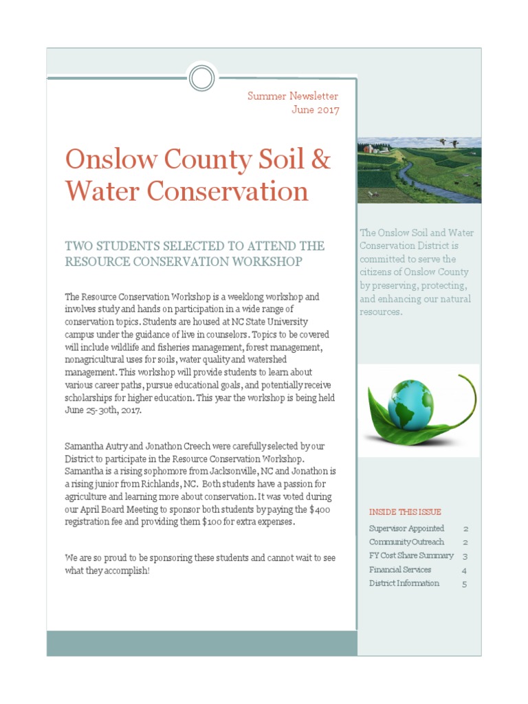 Onslow County Soil & Water Conservation: Two Students Selected To ...