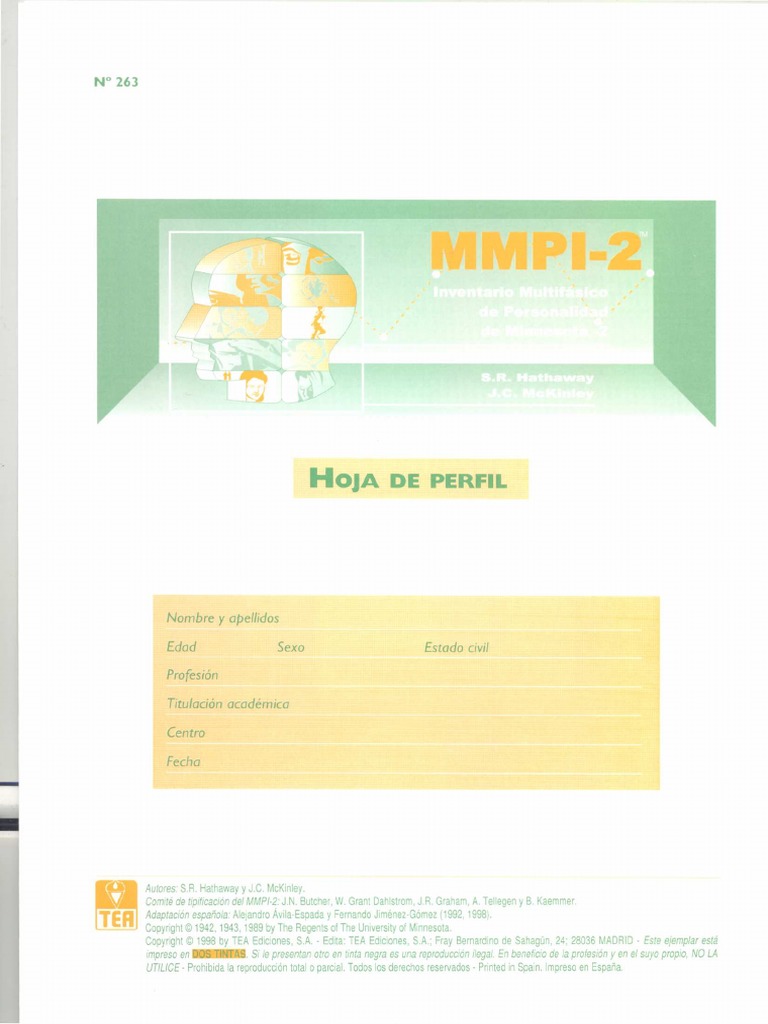 Hoja de Perfil MMPI-2 TEA PDF | PDF