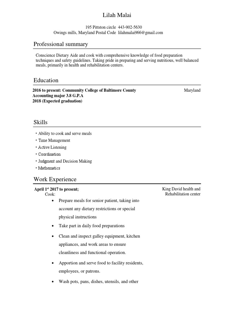 Lilahs Resume | PDF