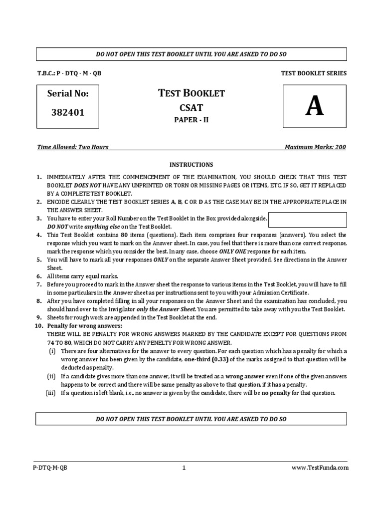 UPSC CSAT 2013 Question Paper With Detailed Solutions and Answer Key ...