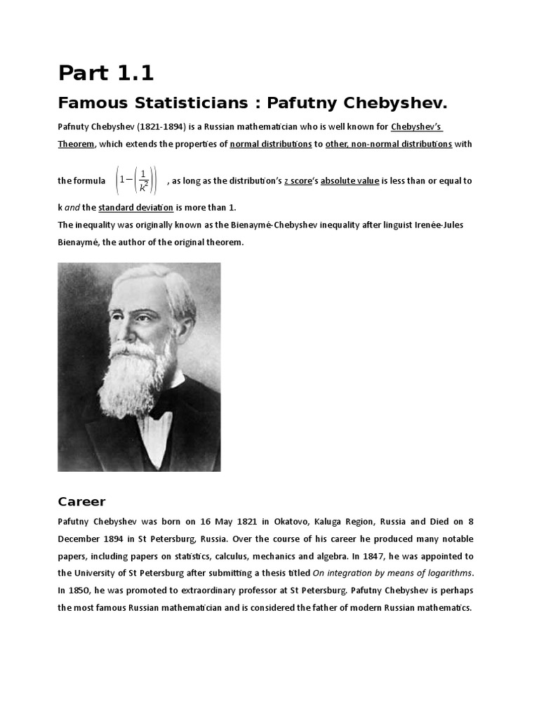 Pafnuty Chebyshev: Contributions & School Performance Analysis | PDF ...