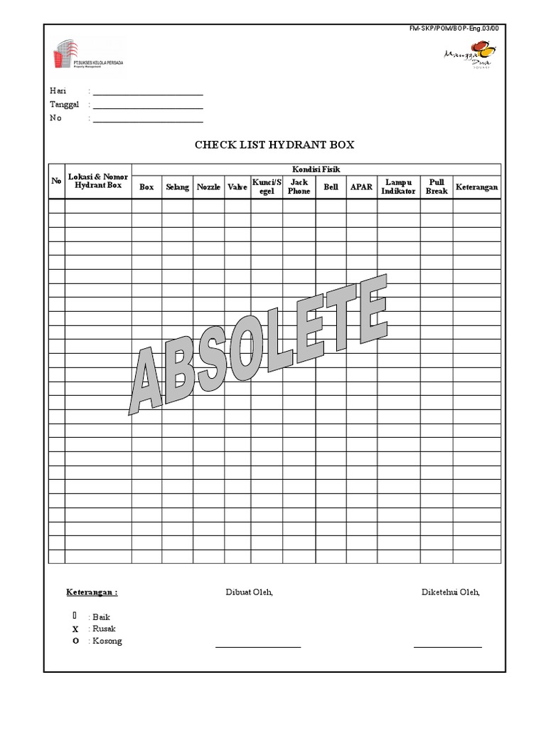 03 - Check List Hydrant Box | PDF