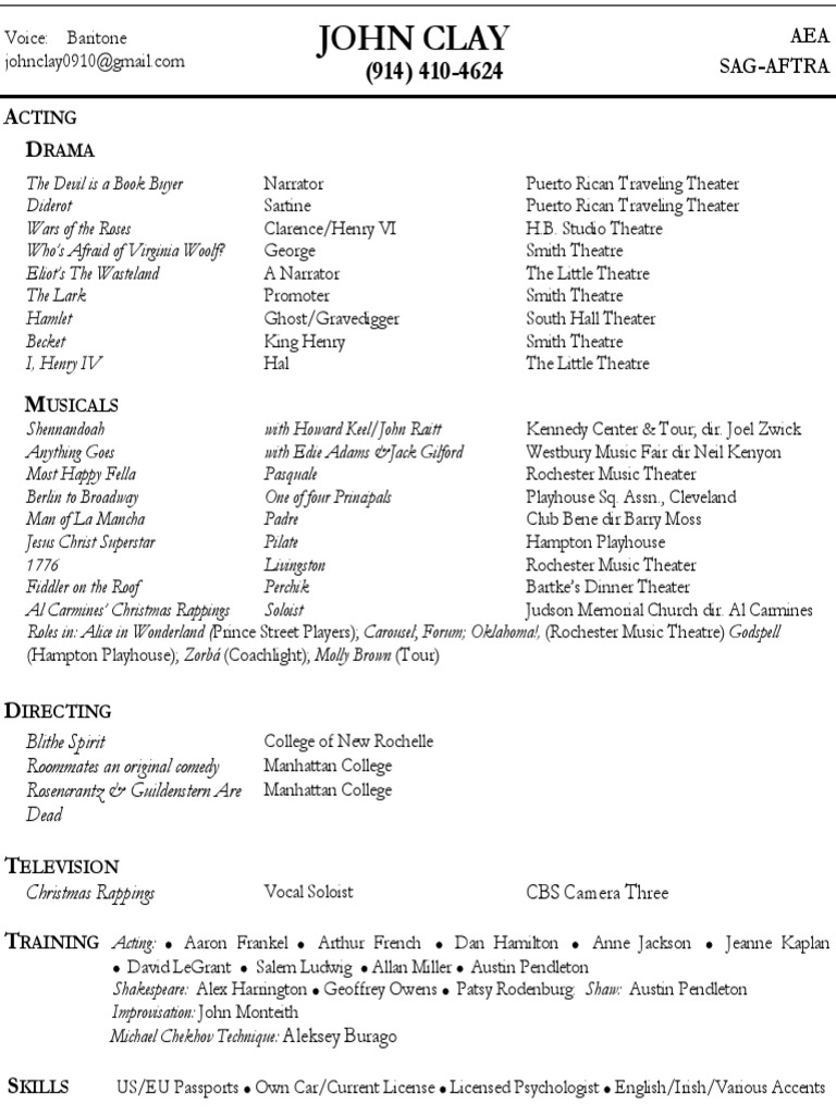 Acting Resume | PDF