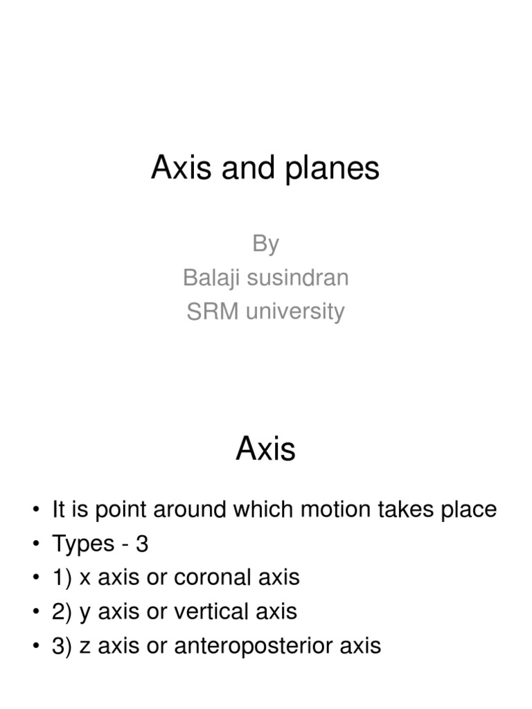 Axis and Planes: by Balaji Susindran SRM University | PDF