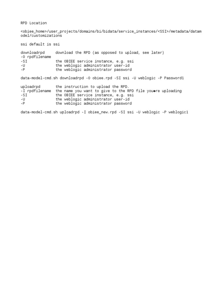 OBIEE RPD Download Instructions | PDF