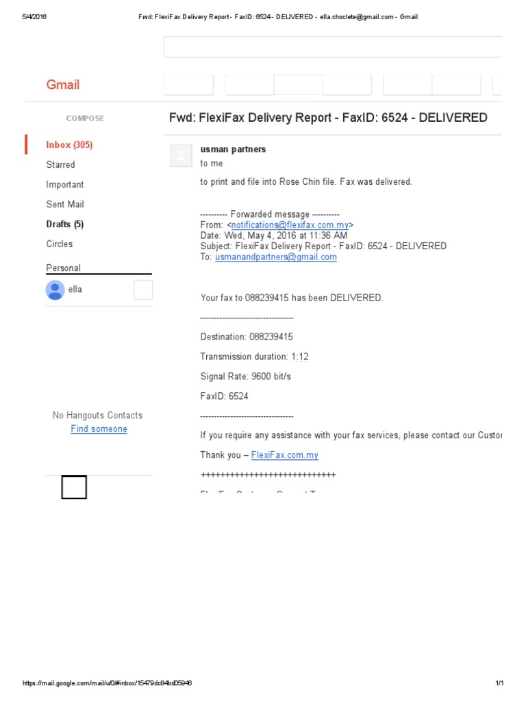 Gmail: FWD: Flexifax Delivery Report Faxid: 6524 Delivered | PDF