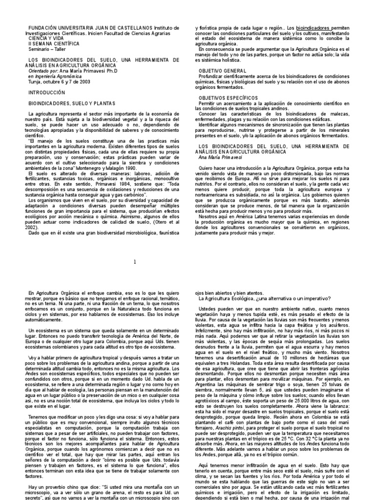 Ana Primavesi Los Bioindicadores Del Suelo Una Herramienta de Ana Lisis en Agricultura Orga Nica ...