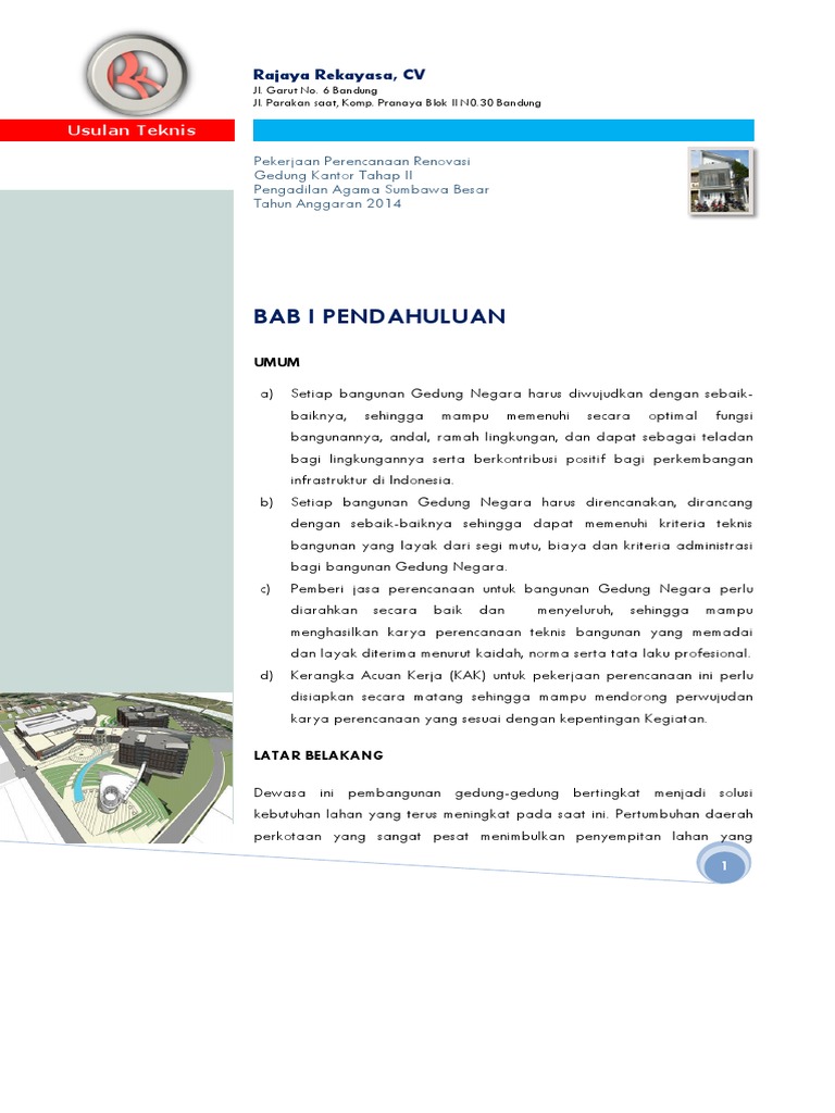 Contoh Ustek Perencanaan Gedung | PDF