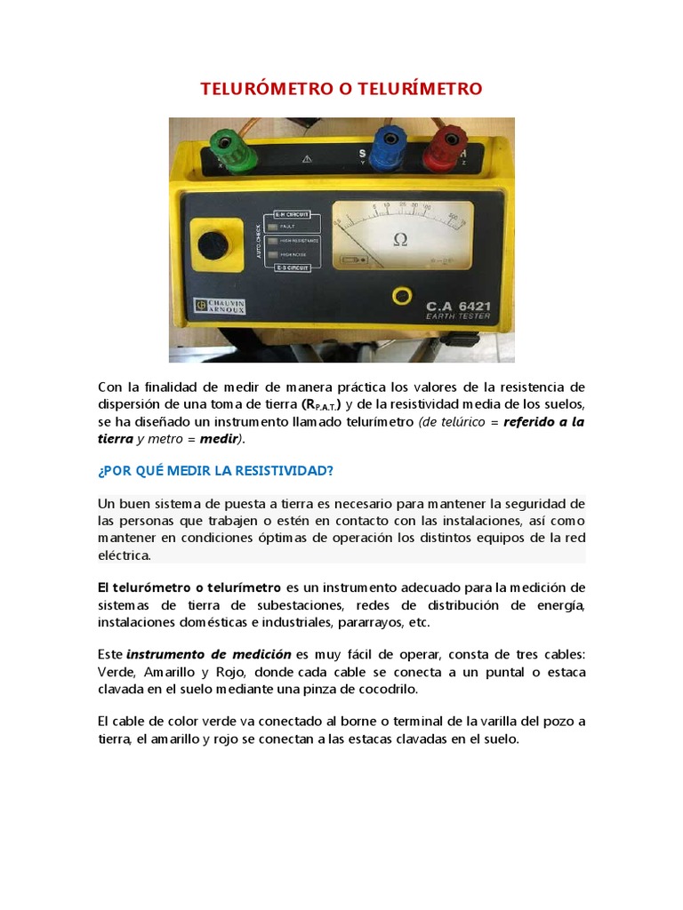 Telurómetro o Telurímetro (REMASTERED) | PDF | Resistencia Eléctrica y ...