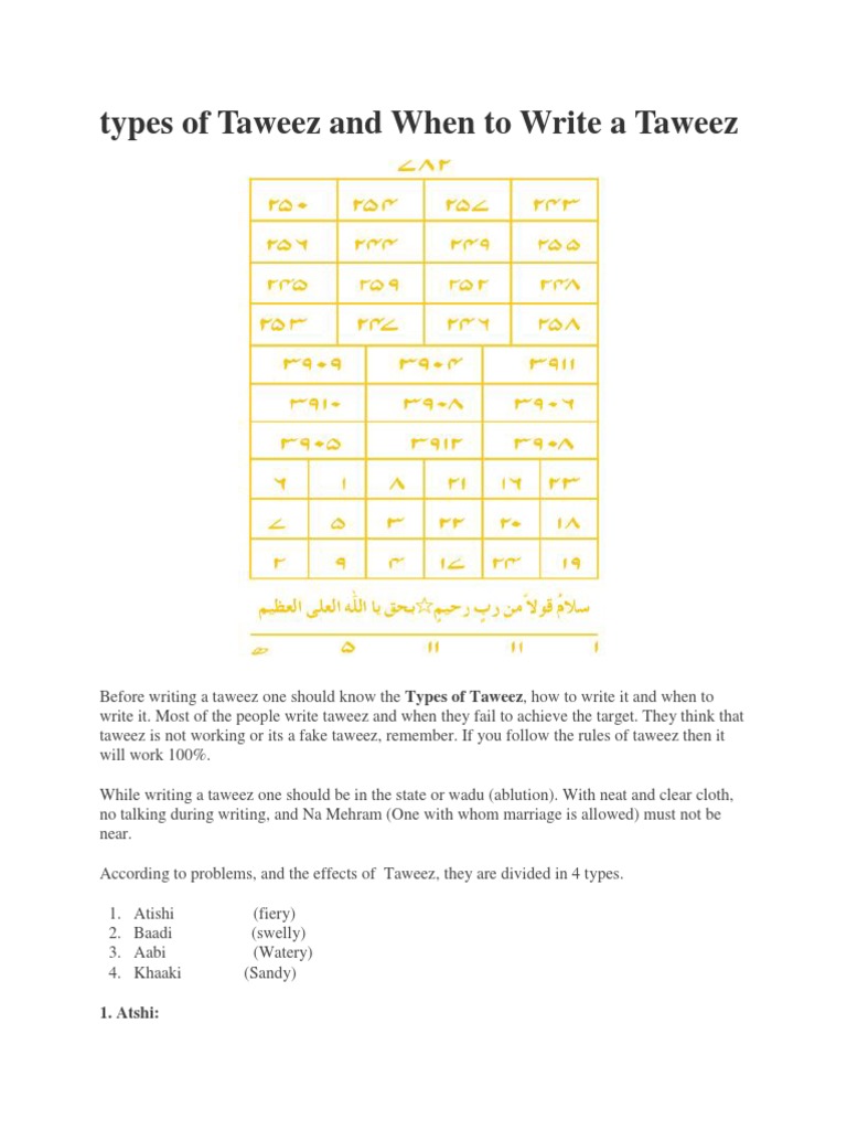 Hanfi Bhai Types of Taweez and When To Write A Taweez | PDF | Planets ...