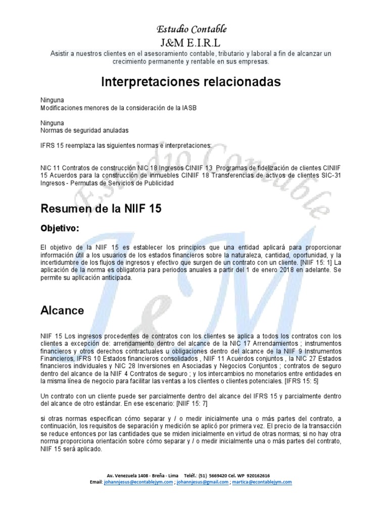 Resumen de La NIIF 15 | Normas Internacionales de Información ...