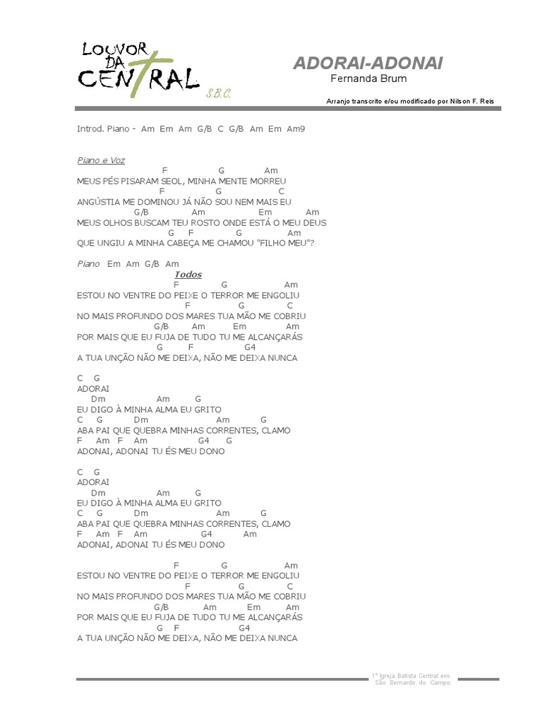 Letra da Música "Adorai-Adonai" | PDF