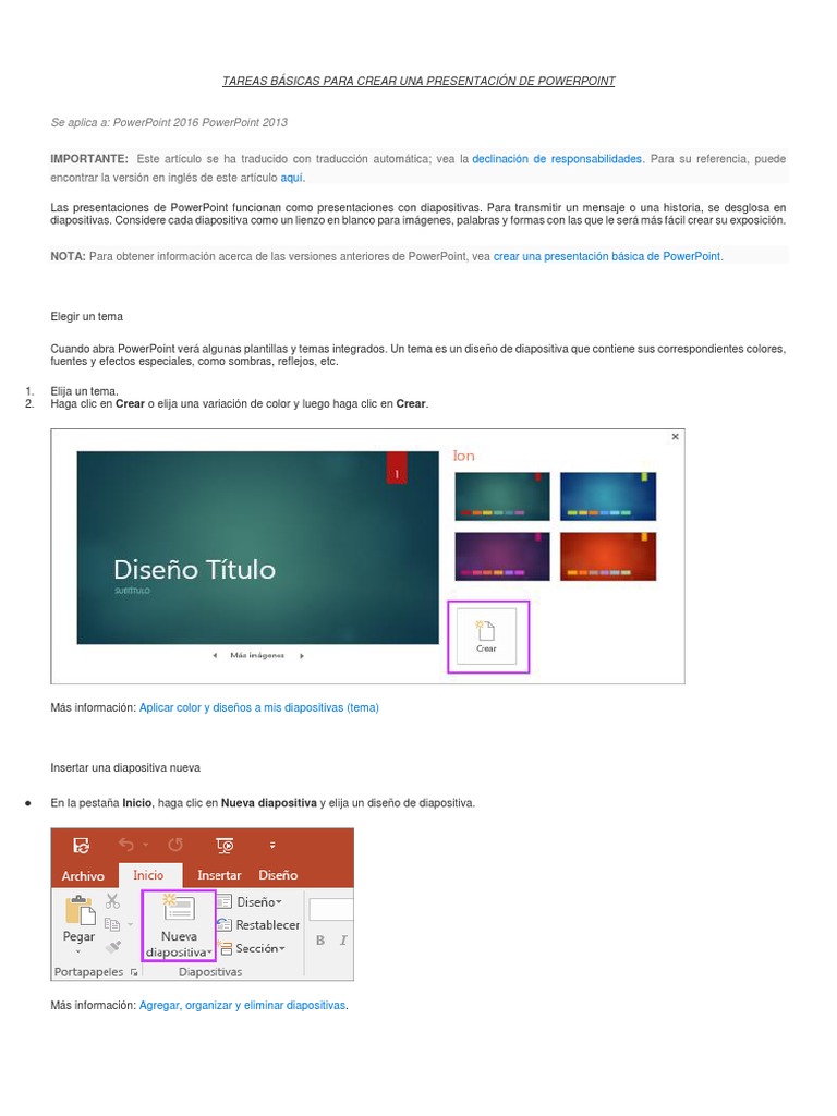 Tareas Básicas para Crear Una Presentación de Powerpoint | PDF ...