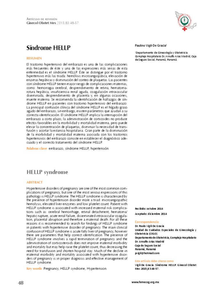 Sindrome de Hellp Revision PDF | PDF | Seccion de cesárea | Parto