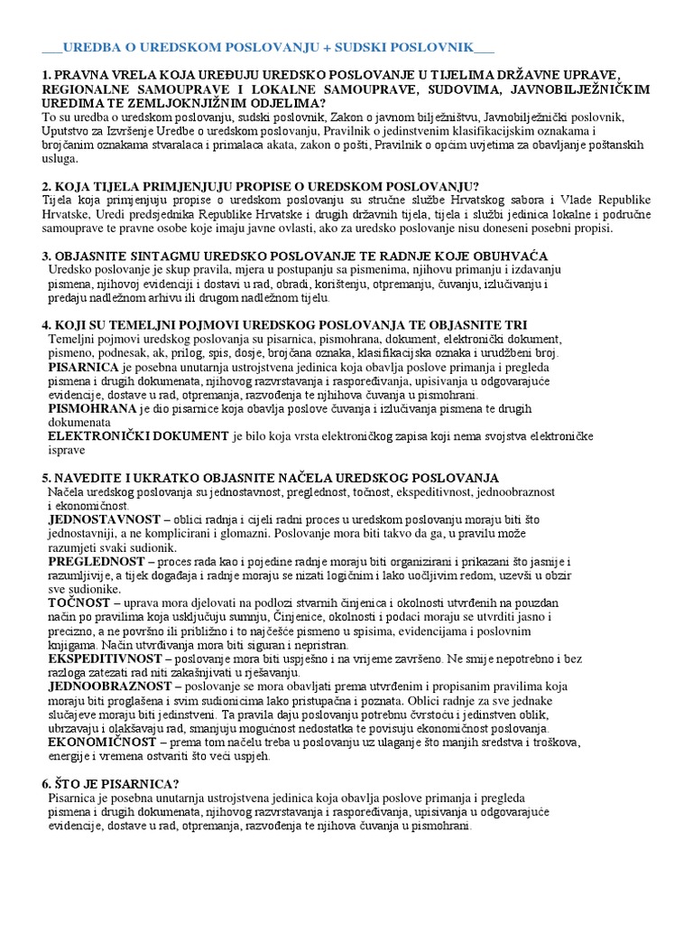 Uredsko Poslovanje I Korespodencija ODGOVORI Na Pitanja 6117 2 | PDF