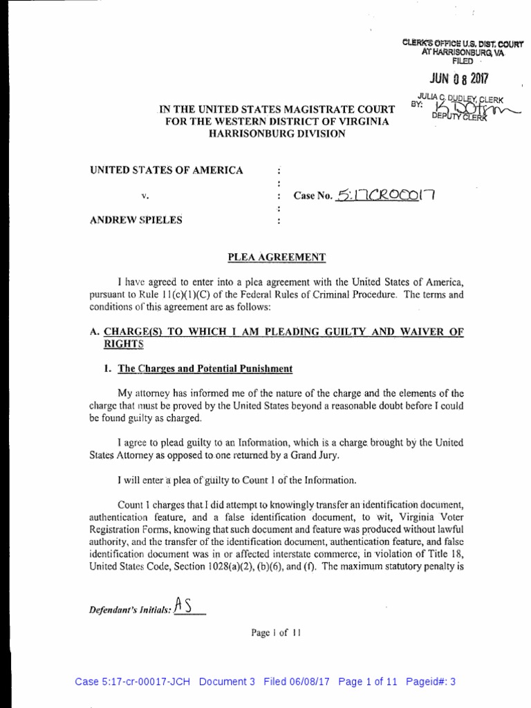 Virginia Tech Plea Agreement Summary | PDF | Plea | Judiciaries