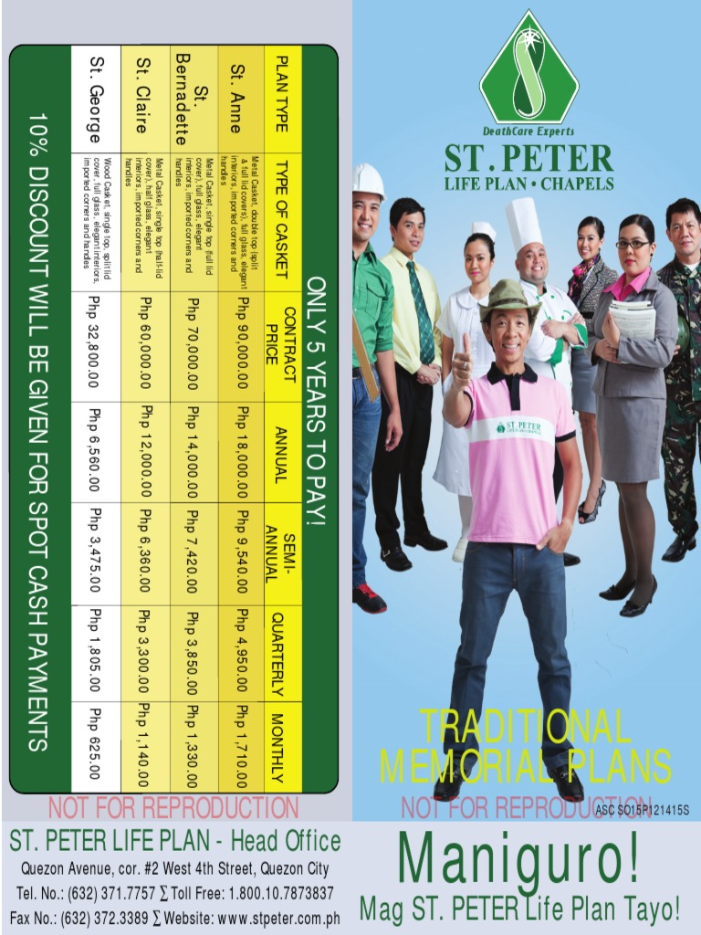 St. Peter Life Plan Marketing Brochure Offering Affordable Memorial ...