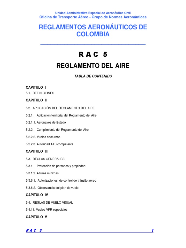 RAC 5 - Reglamento Del Aire PDF | PDF | Control de tráfico aéreo ...