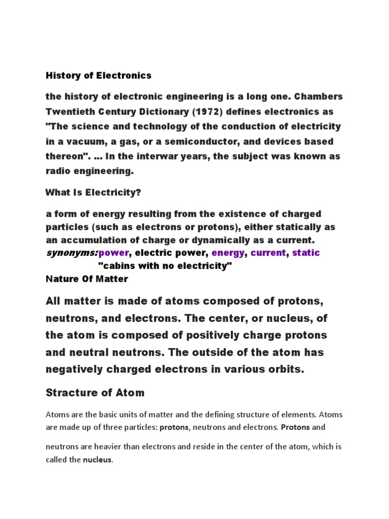 History of Electronics: Synonyms | PDF