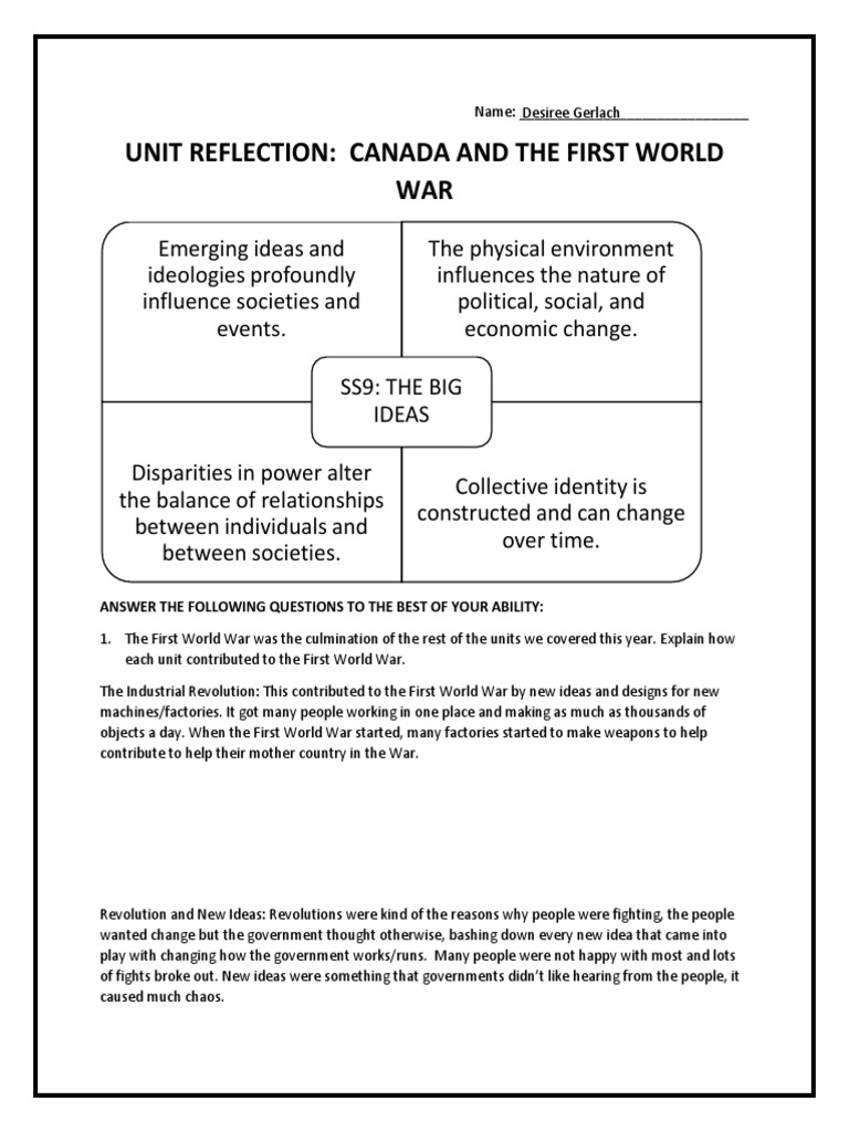 Canada and WWI: Key Reflections | PDF | World War I | Nationalism