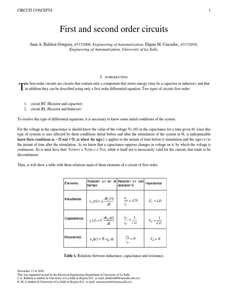 First and Second Order Circuit Analysis | PDF | Electrical Network ...