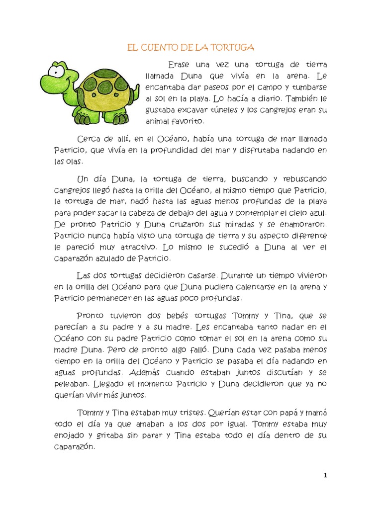 El Cuento De La Tortuga Pdf Tortuga Océanos